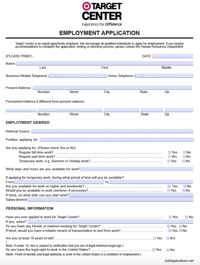 Target Job Application Adobe PDF Apply Online - Printable Application Target Job Application Adobe PDF Apply Online - Printable Application
